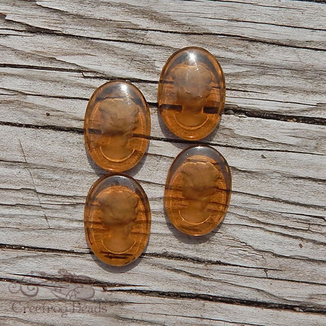 13x18 Mm Vintage West German Glass Intaglio Cameos in Smoked Topaz ...