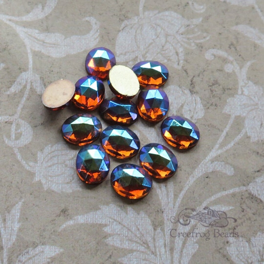 Small 8x10 Mm FACETED Glass Cabochons in Smoky Topaz AB. Lot of 6 ...