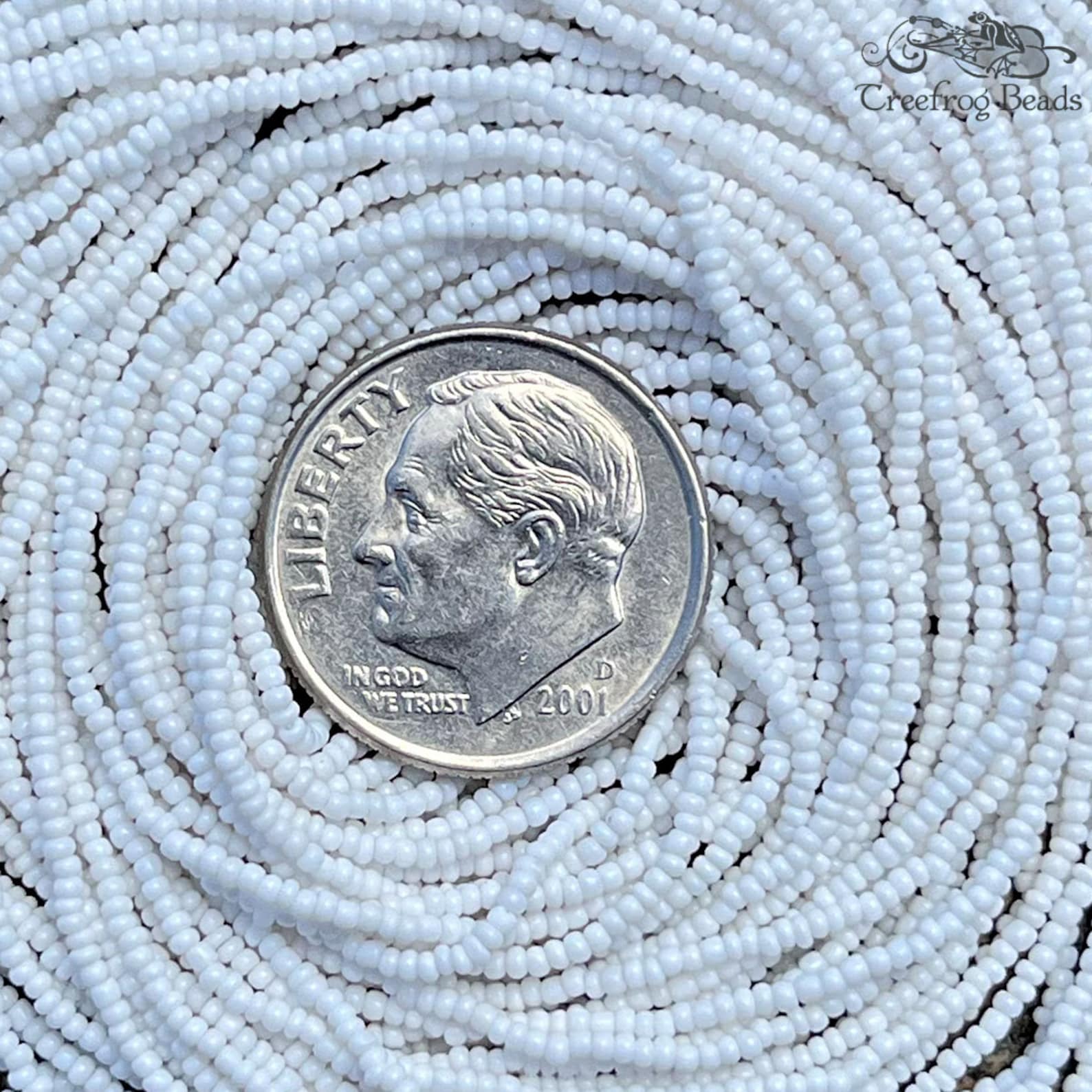 Size 18/0 Antique Micro Seed Beads in Opaque White. 5 Gram Bag or Full ...