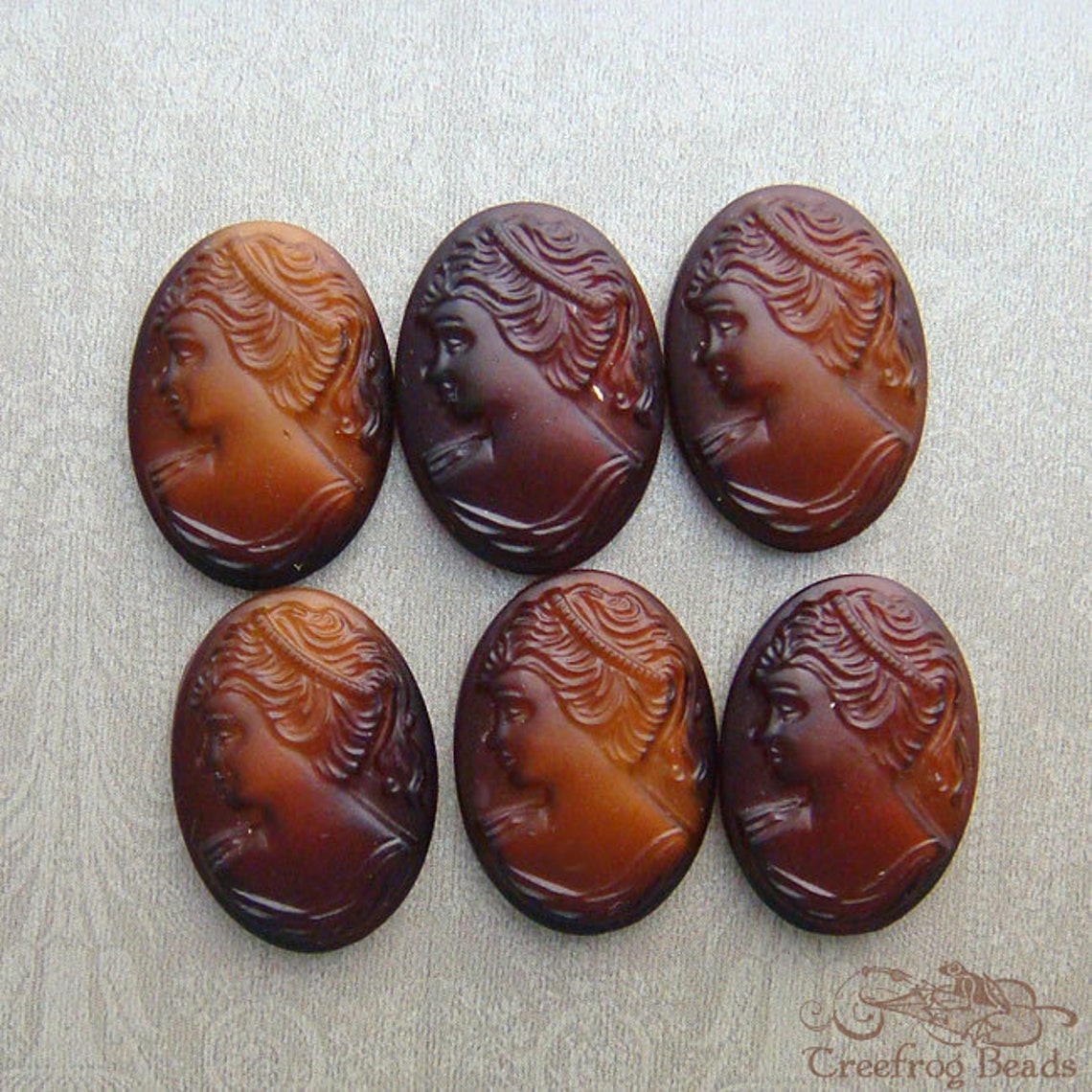 18x13 Mm Vintage West German Glass Cameos. 13x18 Mm Lady Cabochons in ...