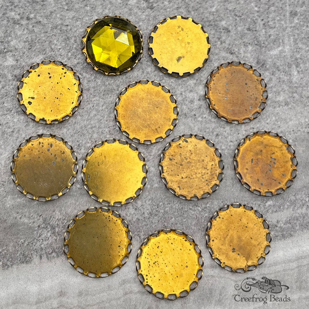 18 Mm Round Lace Edge Cabochon Settings in Brass Plated Steel. 12 Pc ...