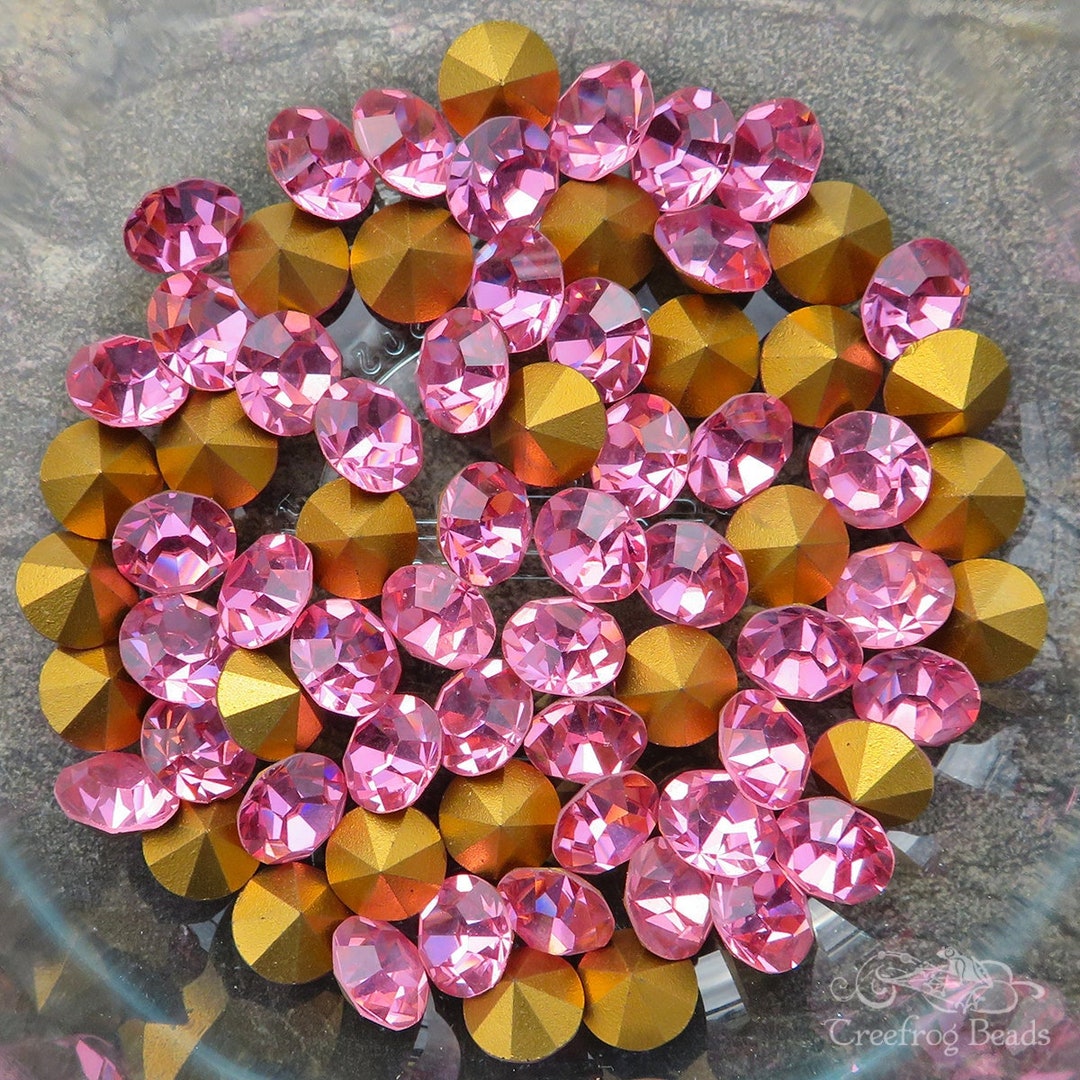 8 Mm Round Vintage Swarovski Crystal Chatons in Rose Pink. 12 Austrian ...