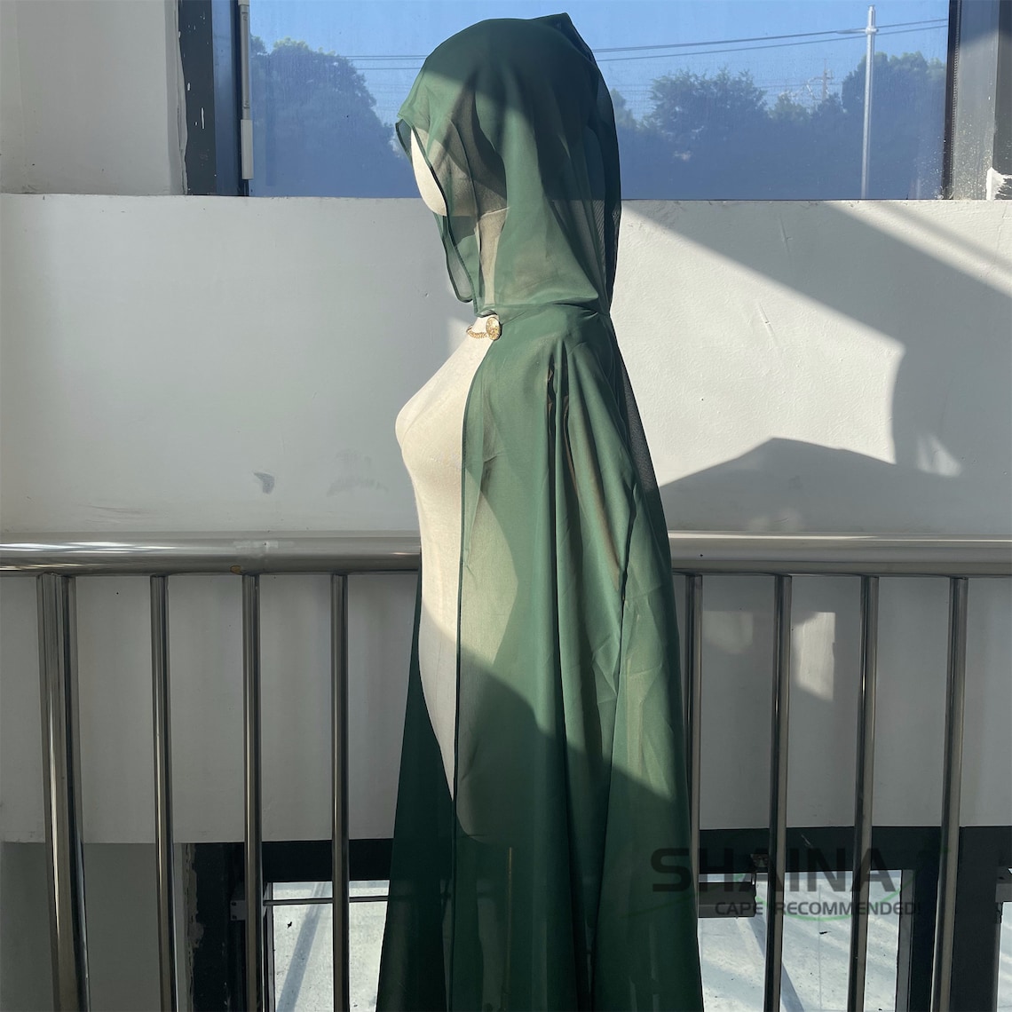 Dark Green Cape, Fairy Chiffon Cape, Hooded Cape, Performance Cape With ...