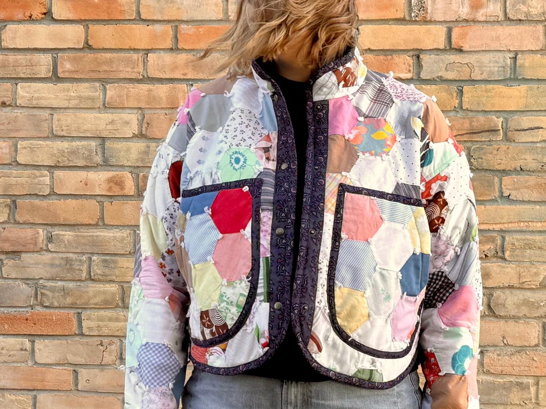 Tied Hexagon Patchwork Flora Jacket - Medium – One-of-a-kind Vintage ...
