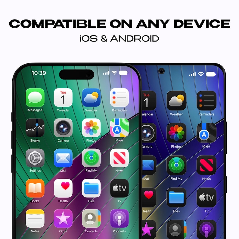 Ios 26 App Icons: Light & Dark Mode, Custom iPhone Home Screen (digital ...