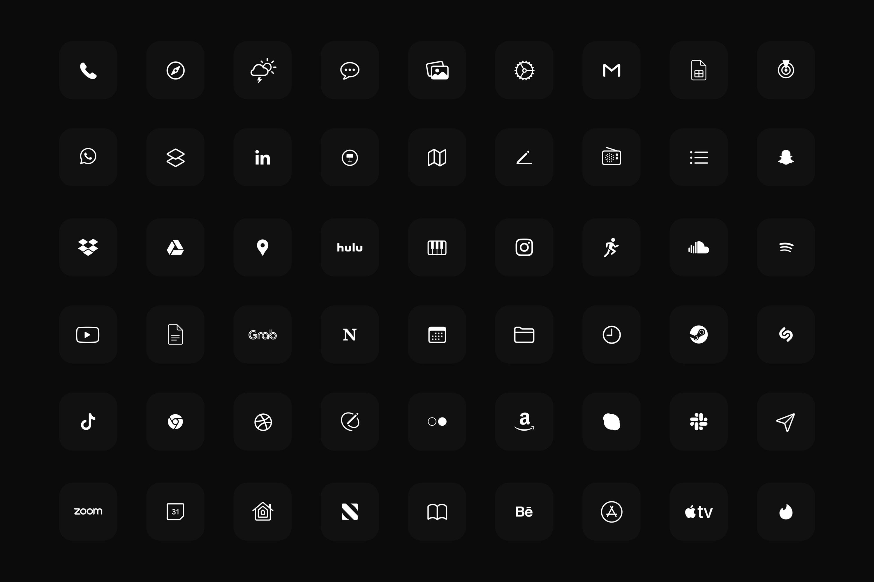 Slate Dark Mode iPhone App Icons Homescreen Icons Minimal Dark Home ...