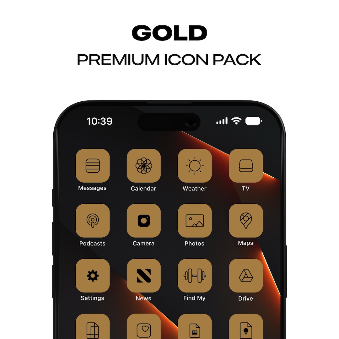 Gold App Icons Minimal Stunning Ios 14, Ios 18 Homescreen Modern ...