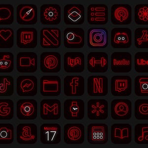 Premium Blue and Red Neon App Icons | Neon | Ios 18 Homescreen | Modern ...