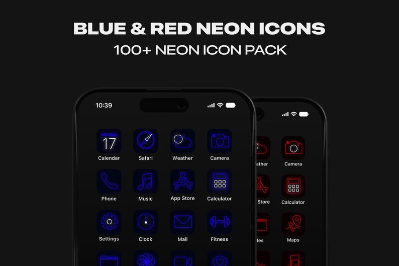 Premium Blue and Red Neon App Icons | Neon | Ios 18 Homescreen | Modern ...