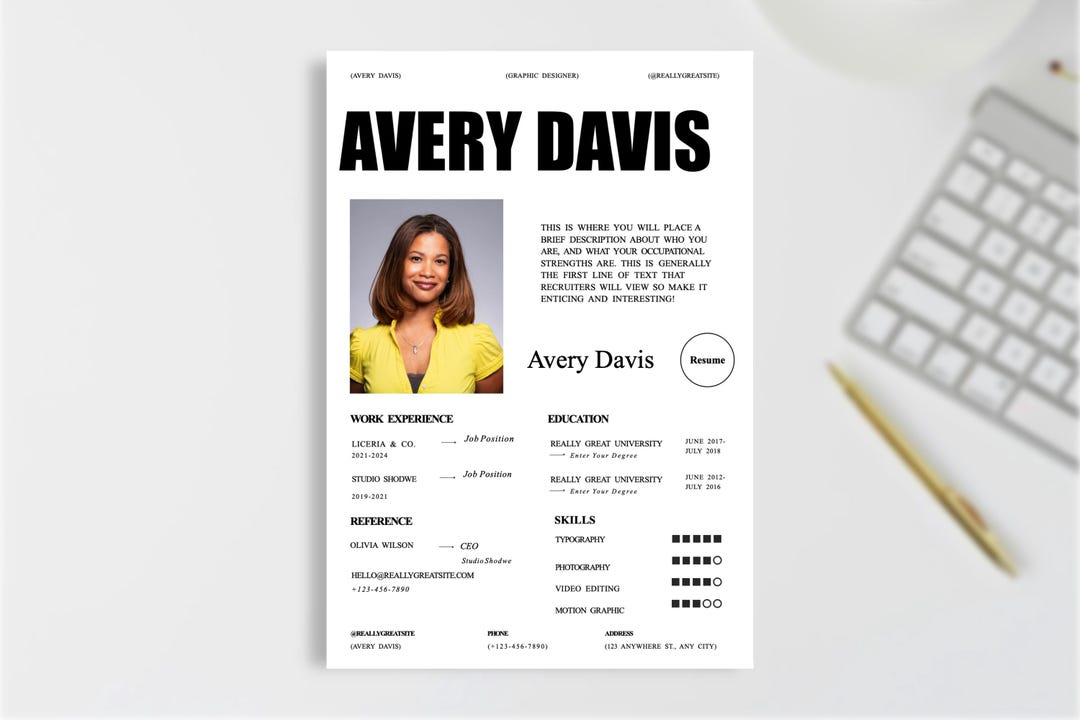 Beautiful Bold Resume Google Docs Resumè Template for Word and Pages ...