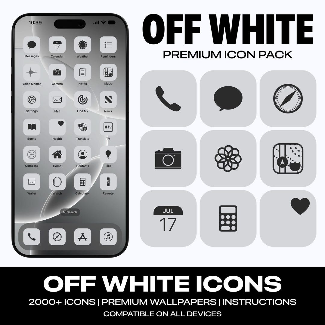Off White Light Mode Icons | Minimal App Icons | White Icon Pack | Ios ...