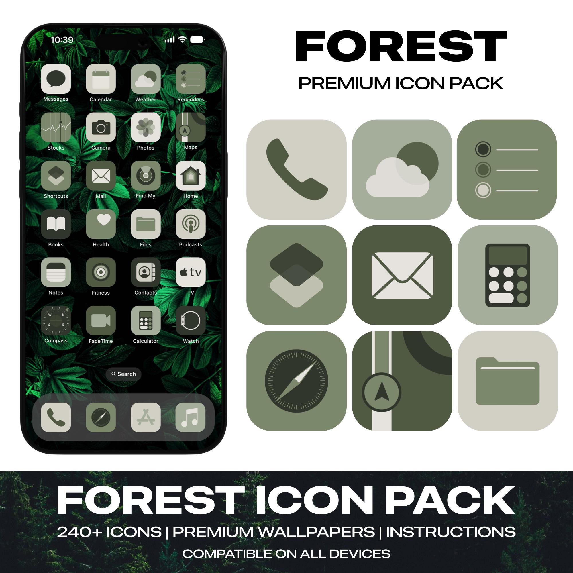 Forest Minimal iPhone App Icons Homescreen Icons Home Screen Widgets ...