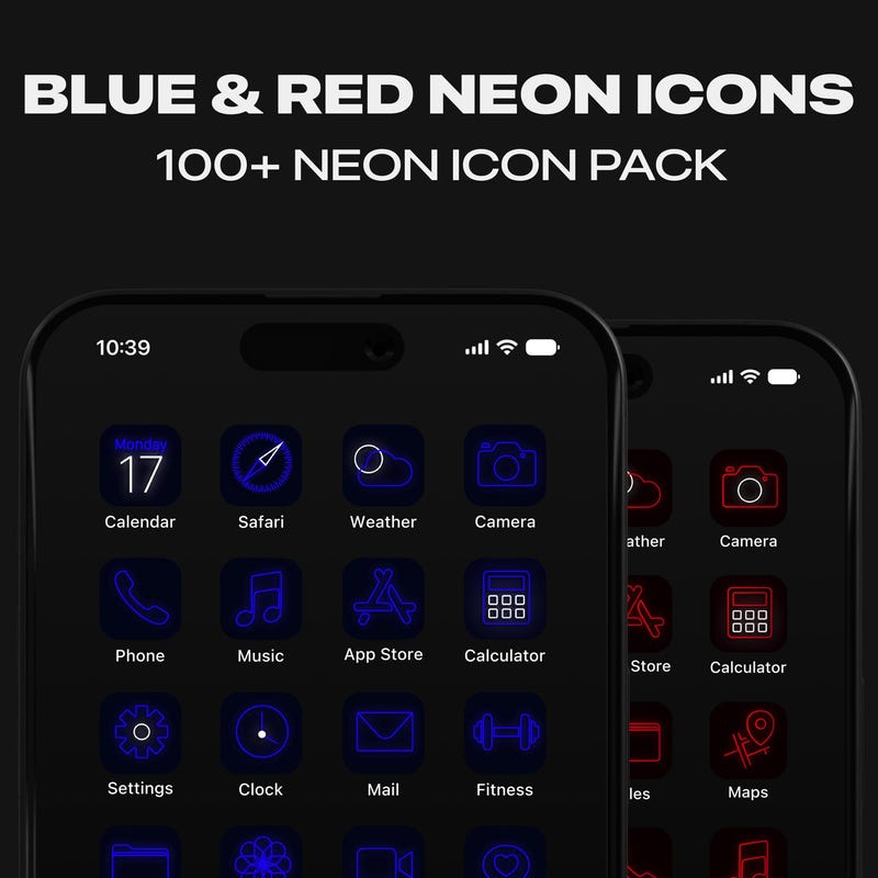 Neon Blue App Icons - Etsy