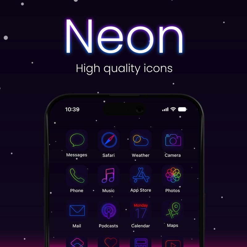 Ios 14 Icons Neon - Etsy
