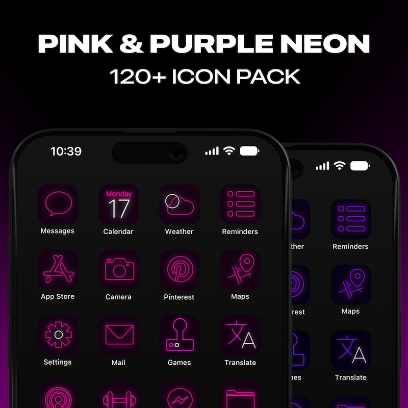 Neon Purple Icons - Etsy