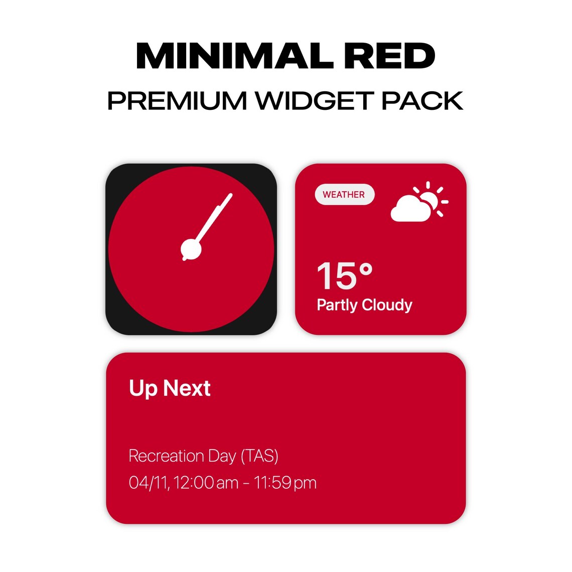 Pack minimal de widgets pour téléphone rouge | Widget iPhone | Widgy ...