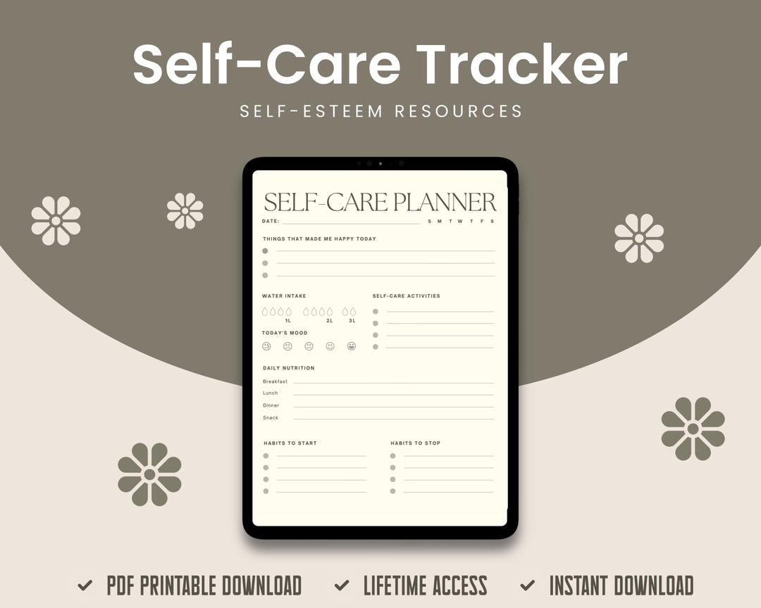 Minimal Self Care Checklist, Self Care, Motivation, Checklist, Editable ...