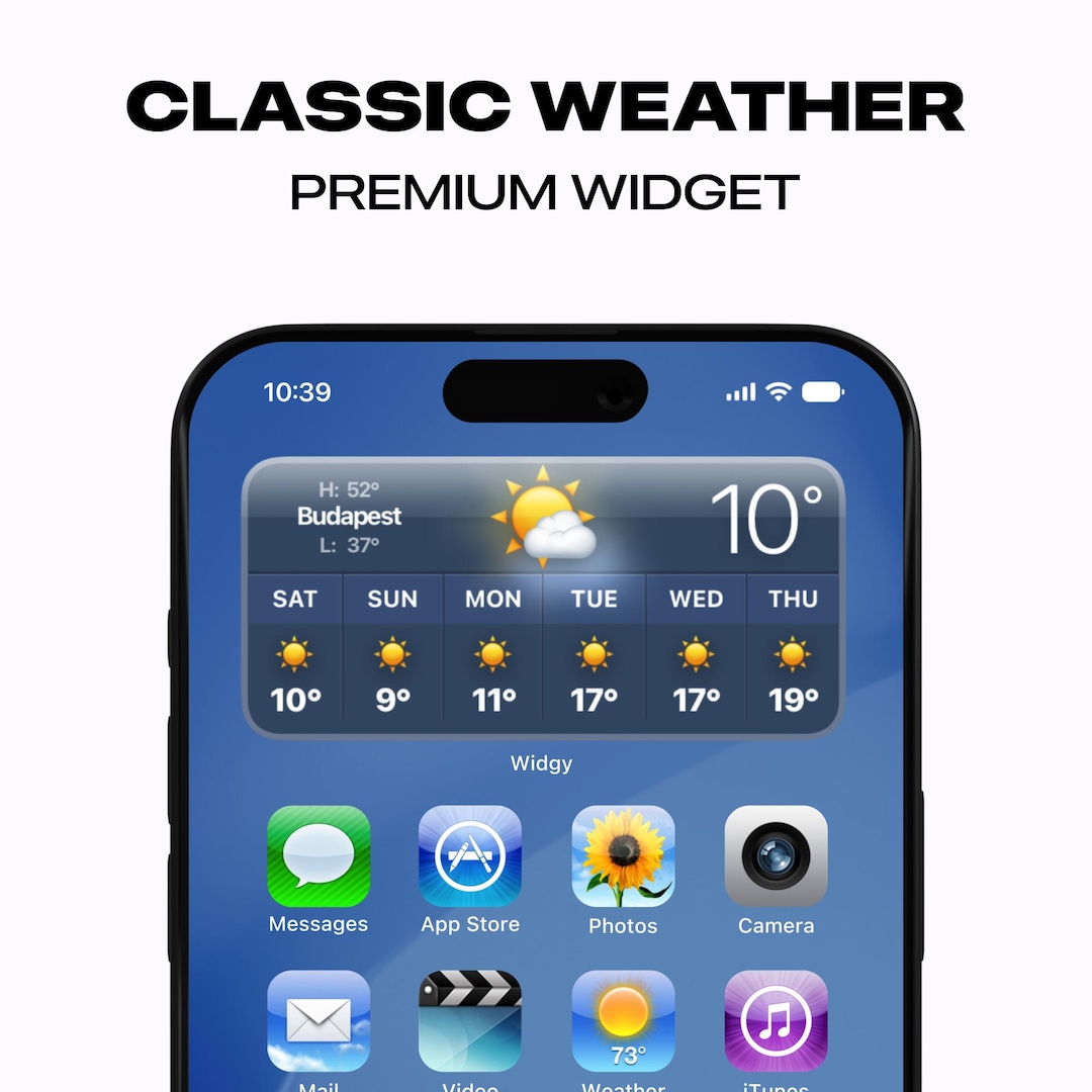 Classic Weather iPhone App Widgets Homescreen Widget Widgy Home Screen Widgets Social Media Free ...