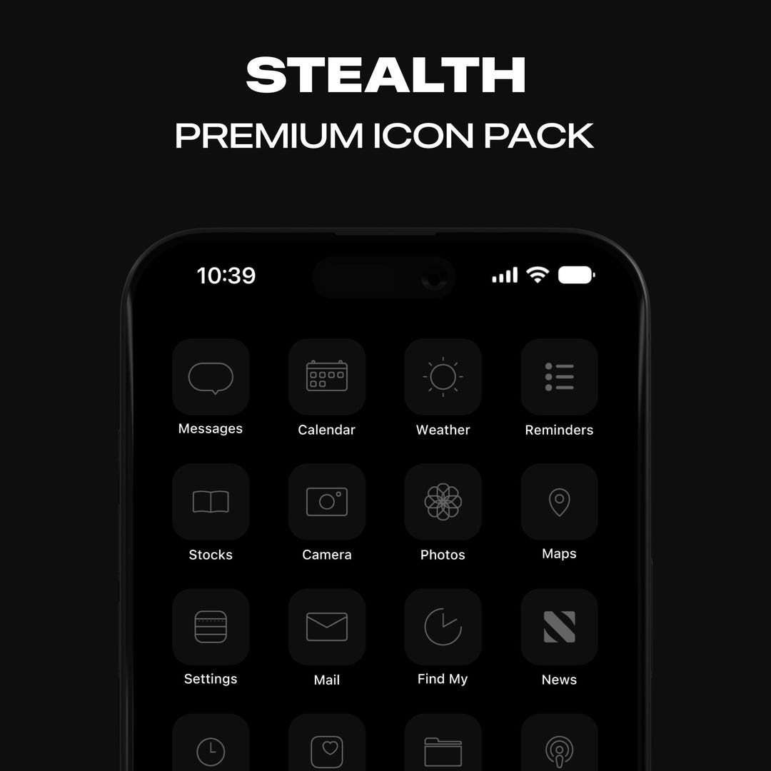 Dark Mode Ios Stealth Black App Icons Dark Minimal Stunning Ios 14 ...