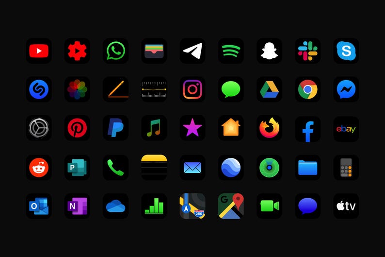 Dark Mode Ios Onyx Black App Icons Dark Minimal Stunning Ios 14 ...