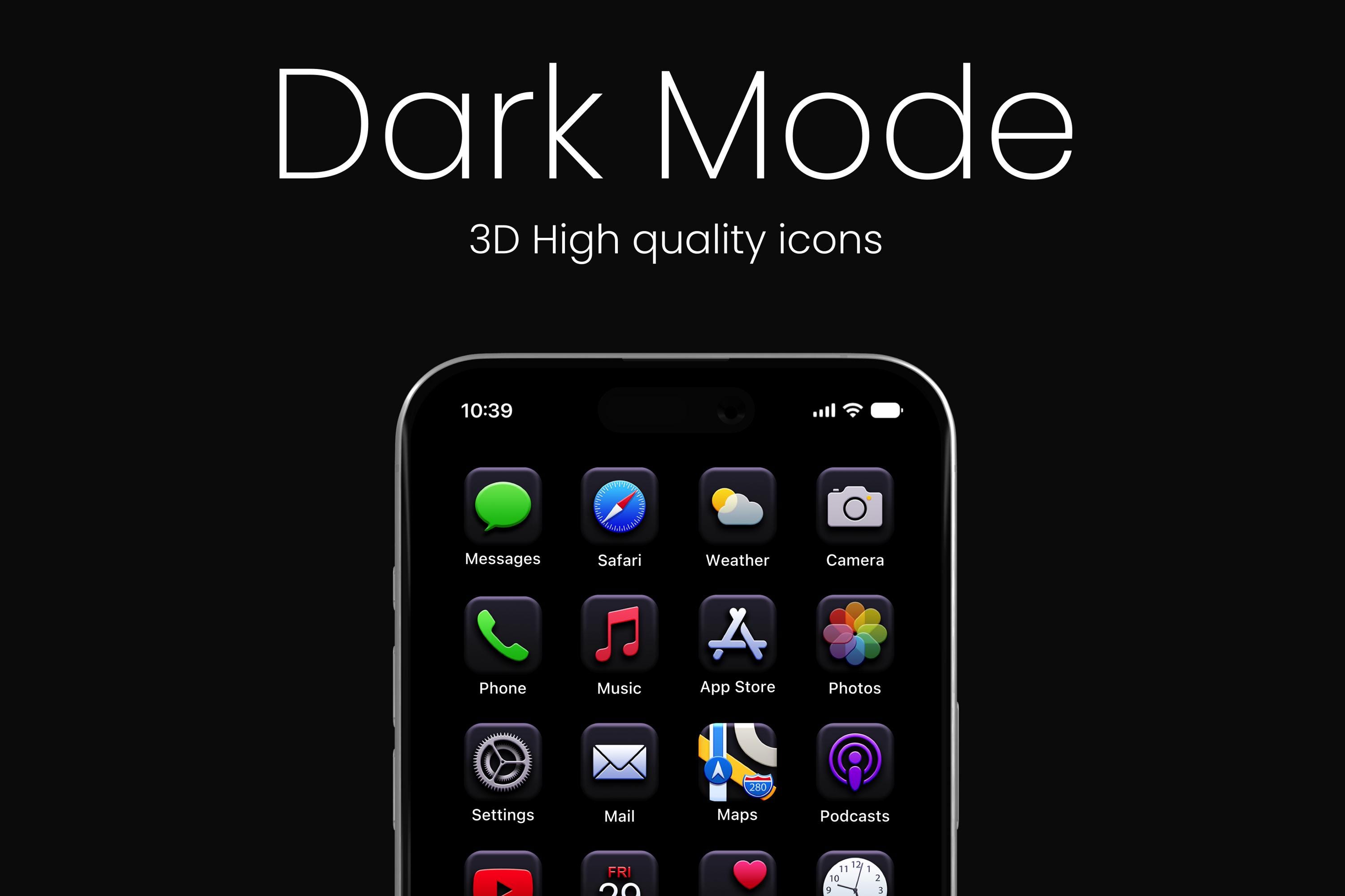 Dark Mode iPhone App Icons Homescreen Icons Minimal Inflatable Home ...