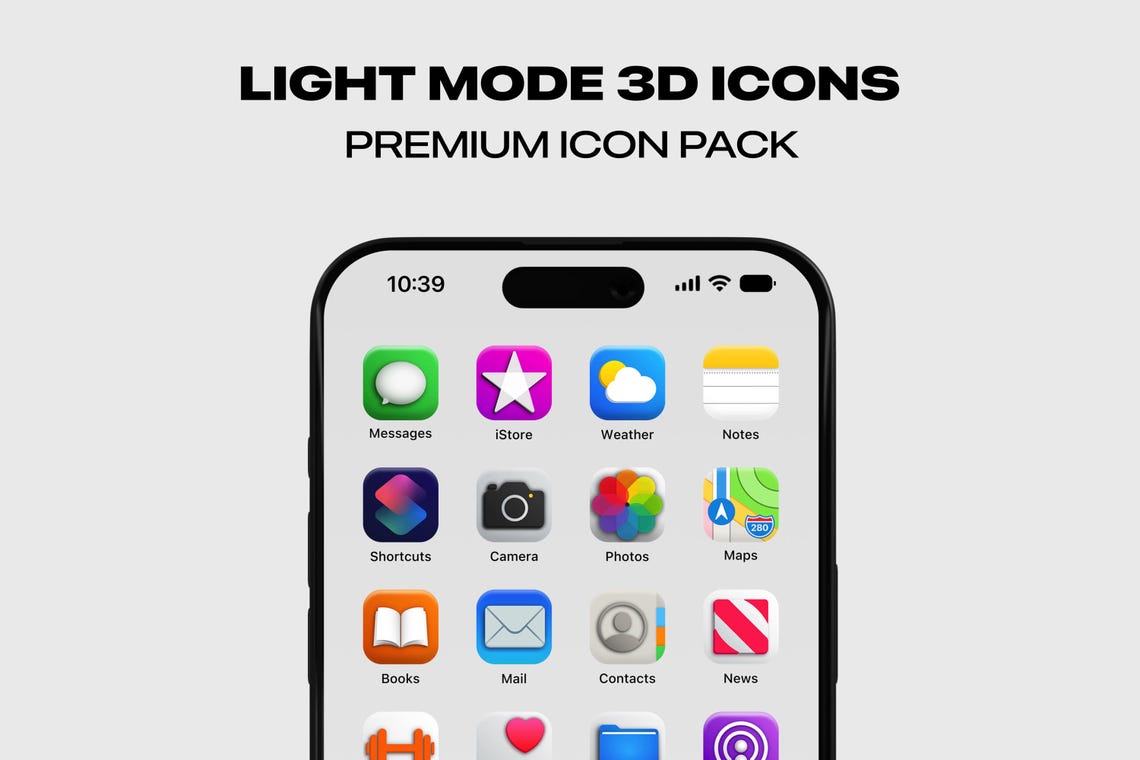 3D Ios Light Mode App Icons | Minimal Stunning Ios 14 | Ios 18 ...