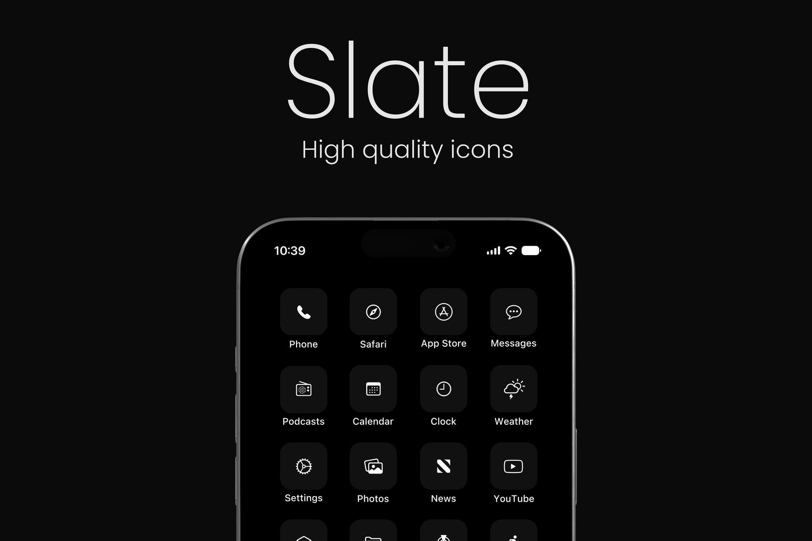 Slate Dark Mode iPhone App Icons Homescreen Icons Minimal Dark Home ...