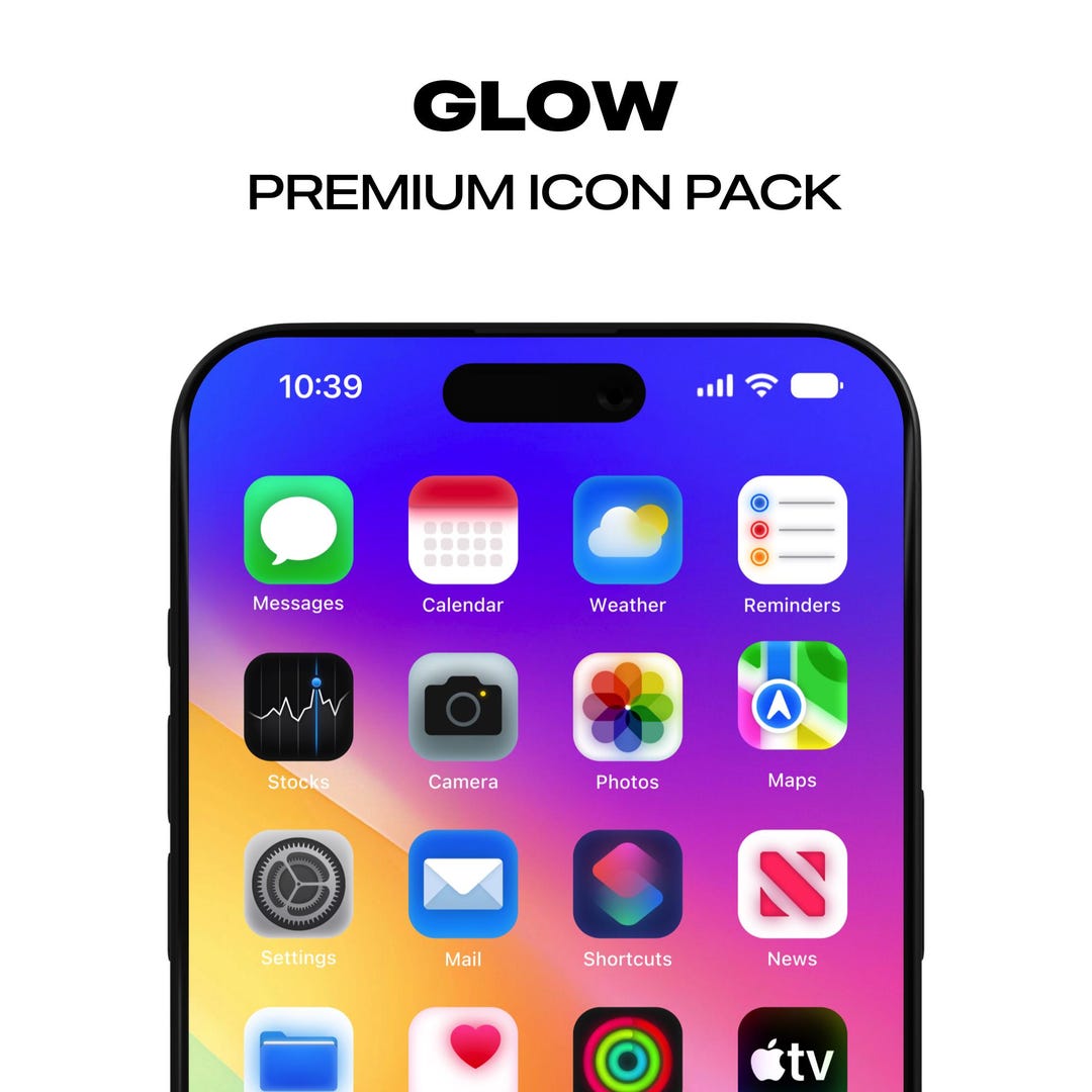 Glow iPhone App Icons Homescreen Icons Minimal Glowing Home Screen ...
