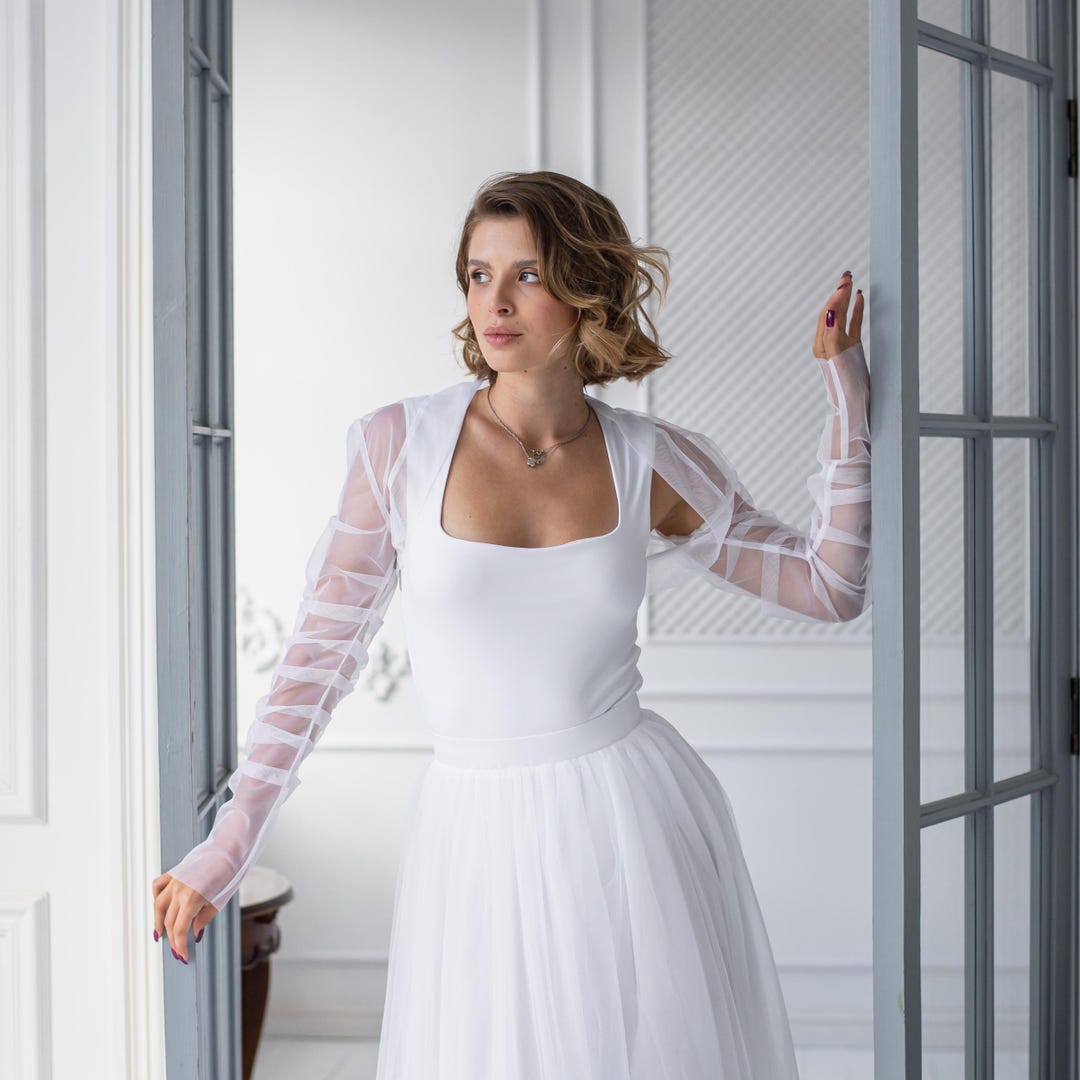 Sheer Bolero Wedding, Bridal Bolero Tulle, Wedding Bolero Long Sleeve ...