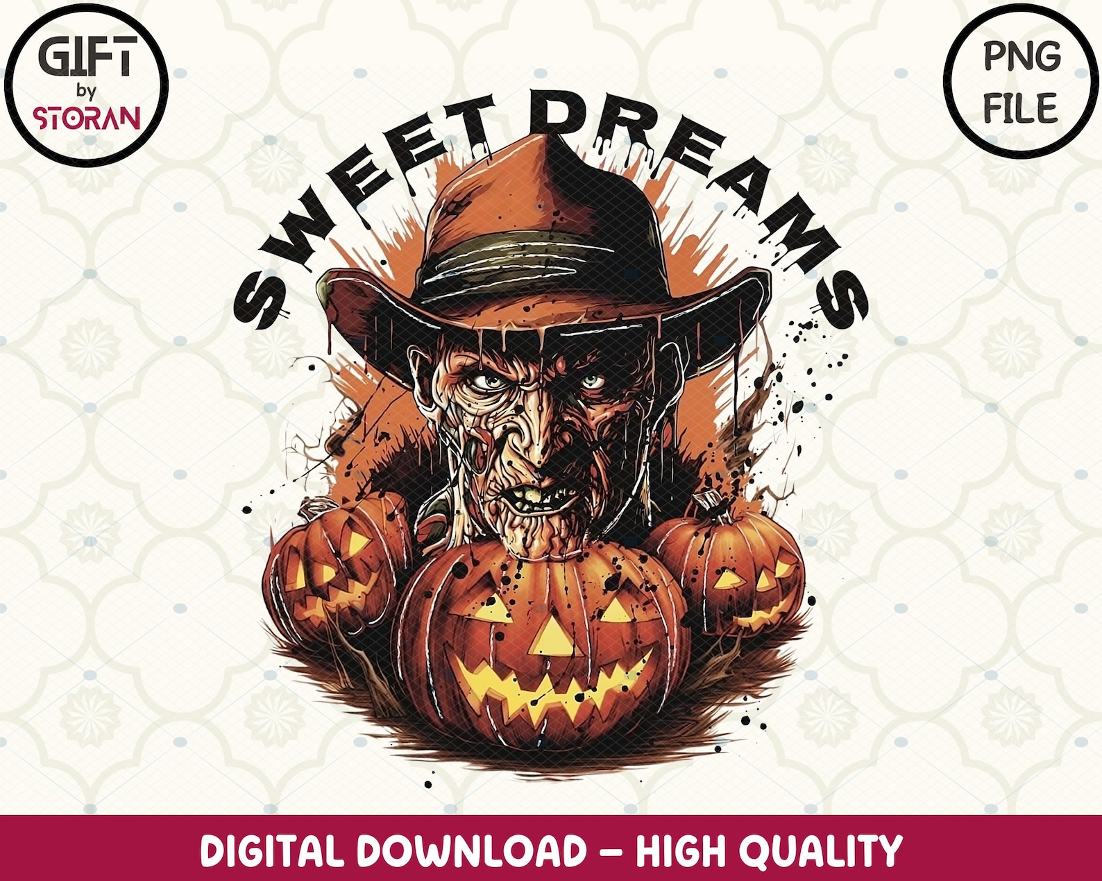 Freddy Krueger PNG, Sweet Dreams PNG, Horror Halloween Digital Files - Etsy