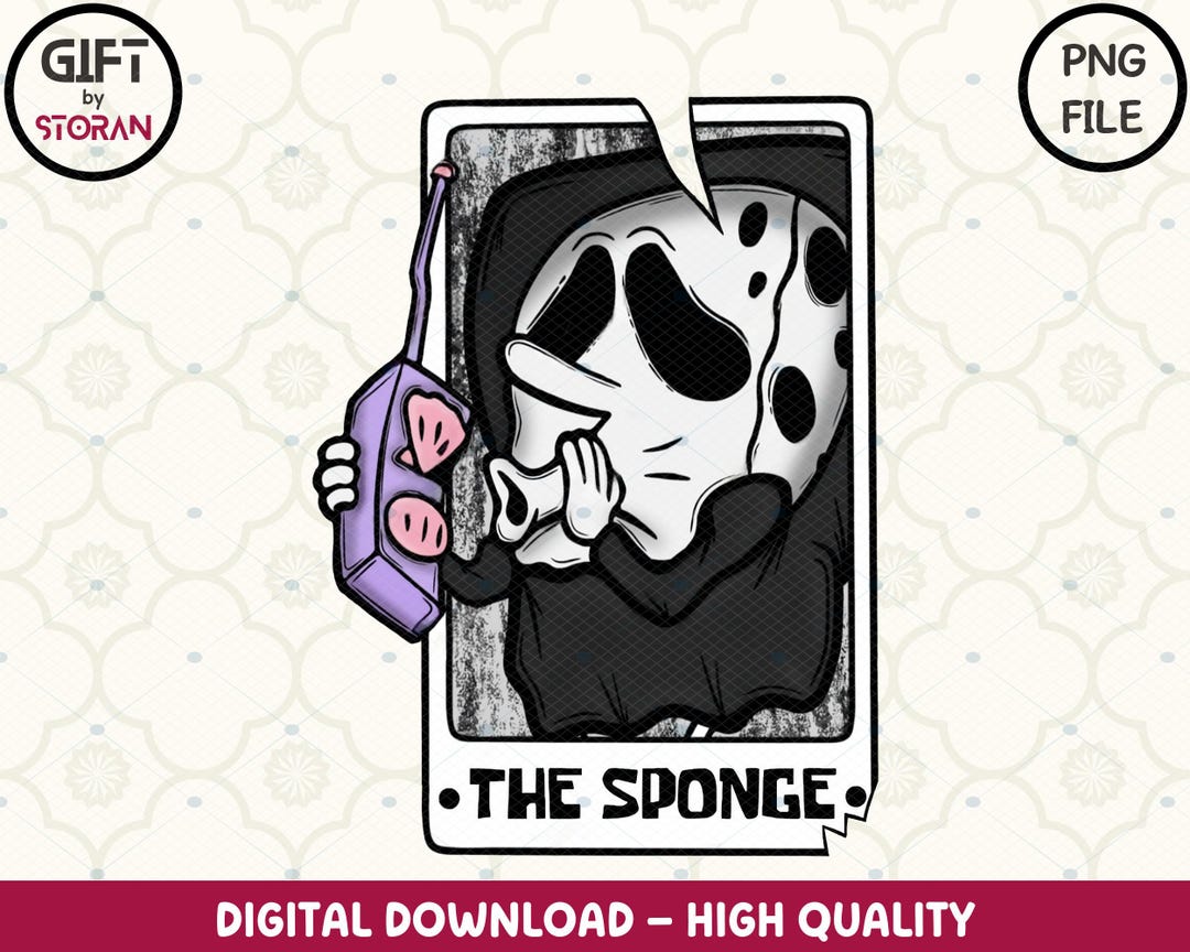 The Sponge Ghostface Horror Tarot Card PNG, Funny Scream Halloween PNG ...