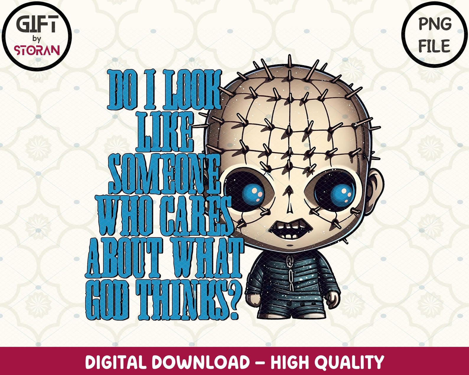 Pinhead Hellraiser Chibi PNG, Do I Look Like Someone Who Cares What God ...