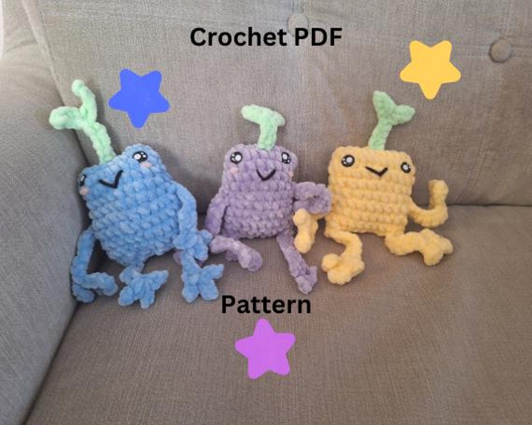 Leggy Frog With Stem! PDF Pattern for Crochet, Made by Moon Bun Yarn ...