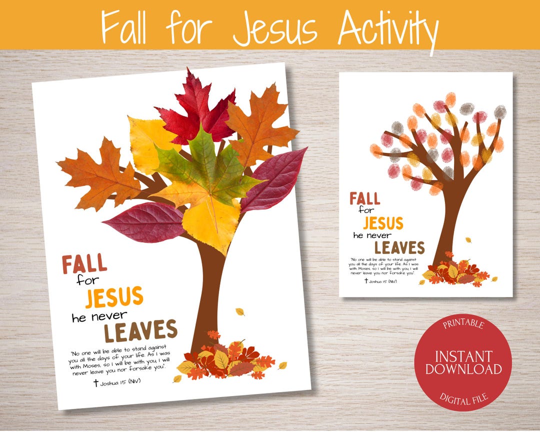 Fall for Jesus He Never Leaves, Fall Bible Craft, Printable Fall Leaves ...