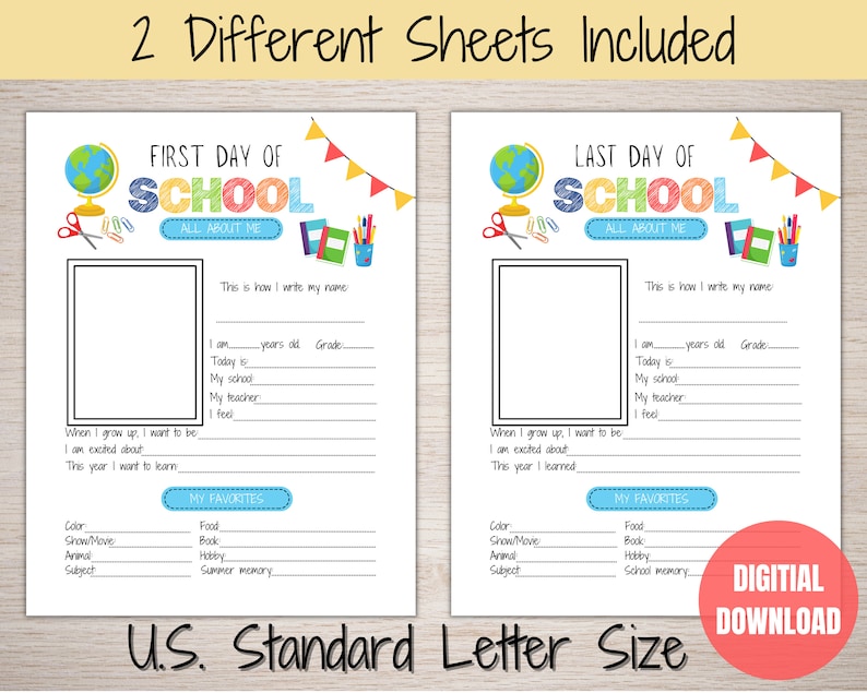 First and Last Day of School Interview Printable Keepsake (digital ...