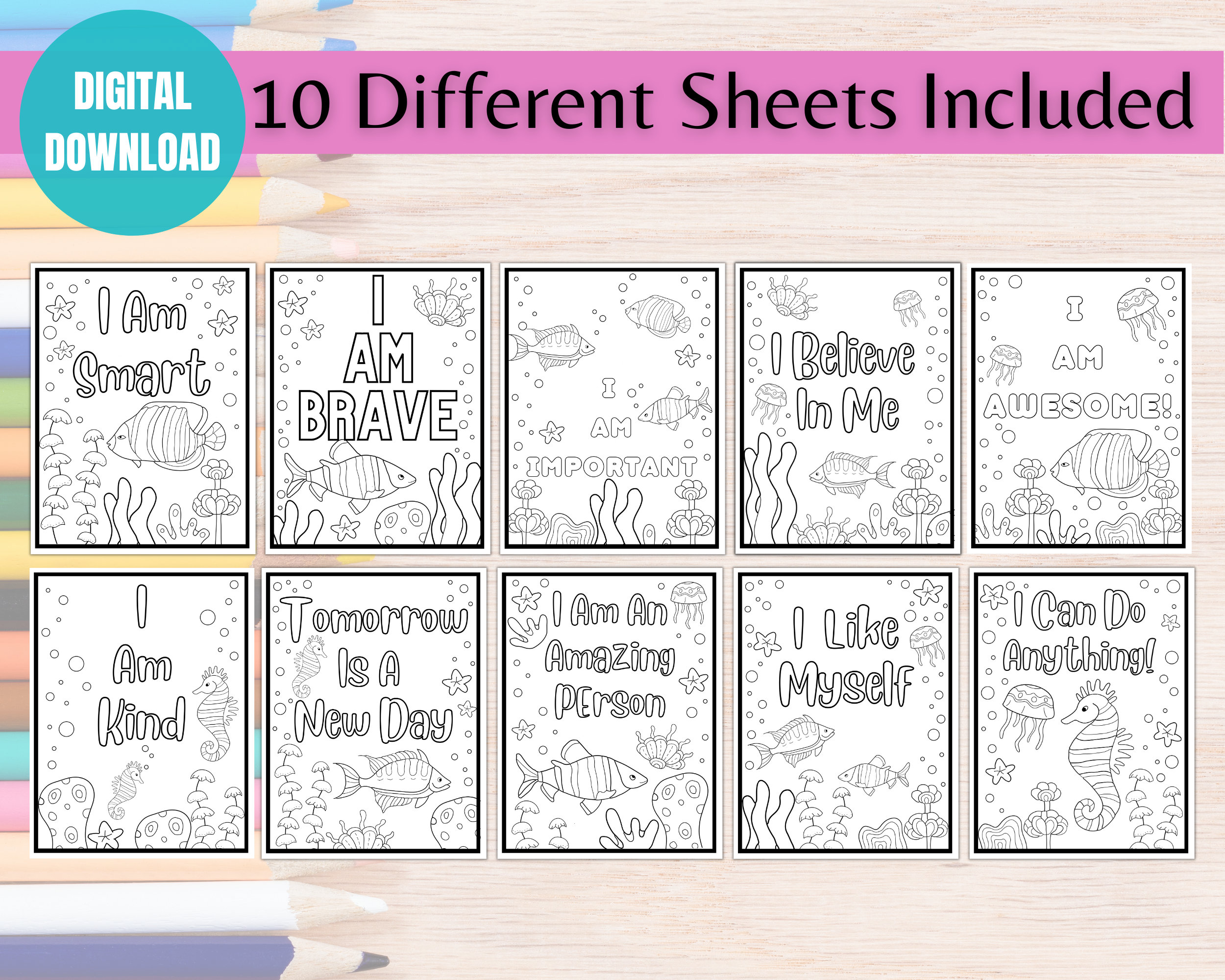 Kids Positivity Coloring Pages, Affirmation Art (digital Download) - Etsy