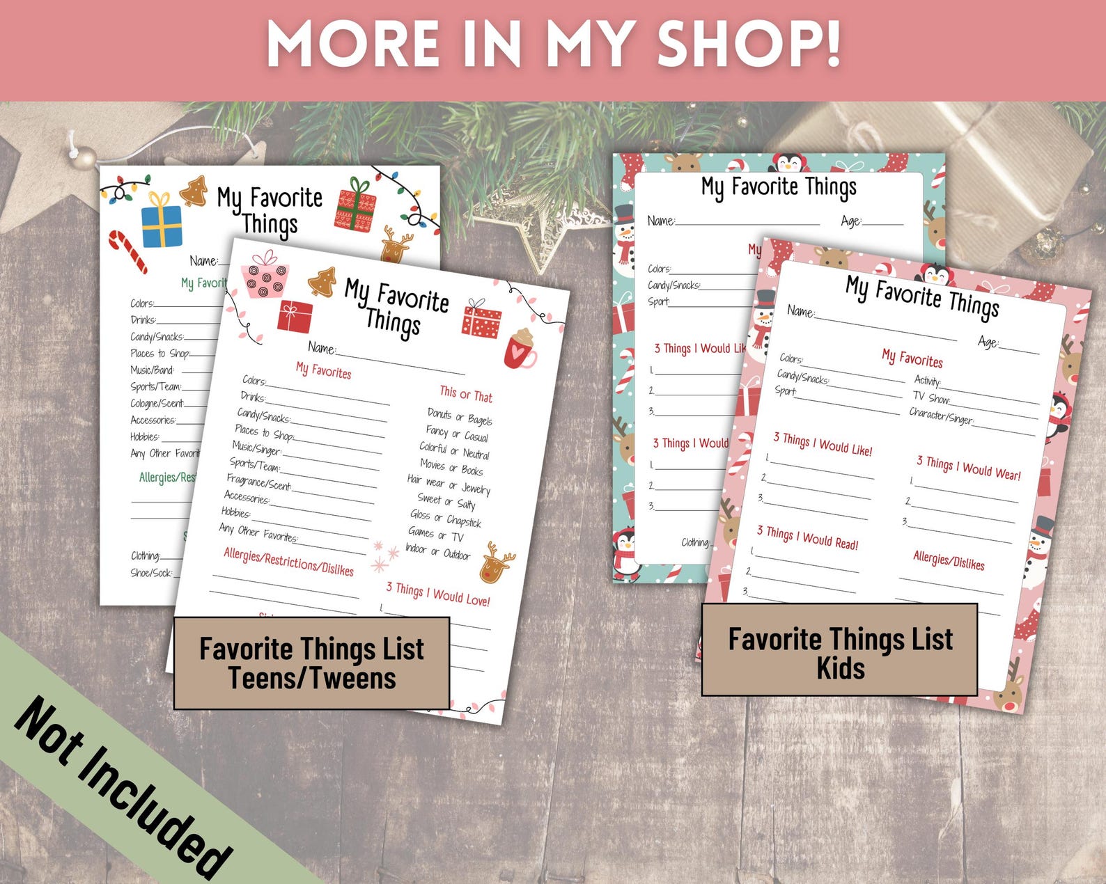 Favorite Things List, My Favorite Things List, Christmas Wish List ...