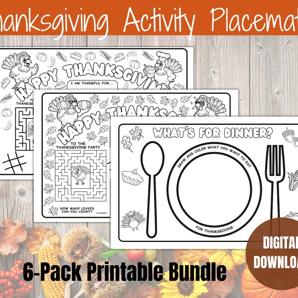 Thanksgiving Placemats for Kids - Etsy