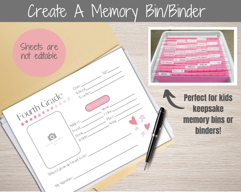 Kids School Memory Journal: Printable Interview Keepsake (preschool ...