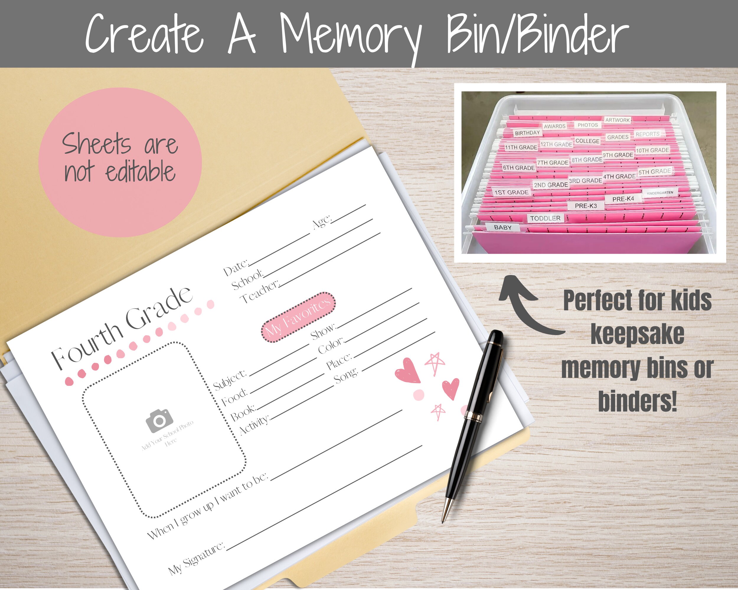 Kids School Memory Journal: Printable Interview Keepsake (preschool ...