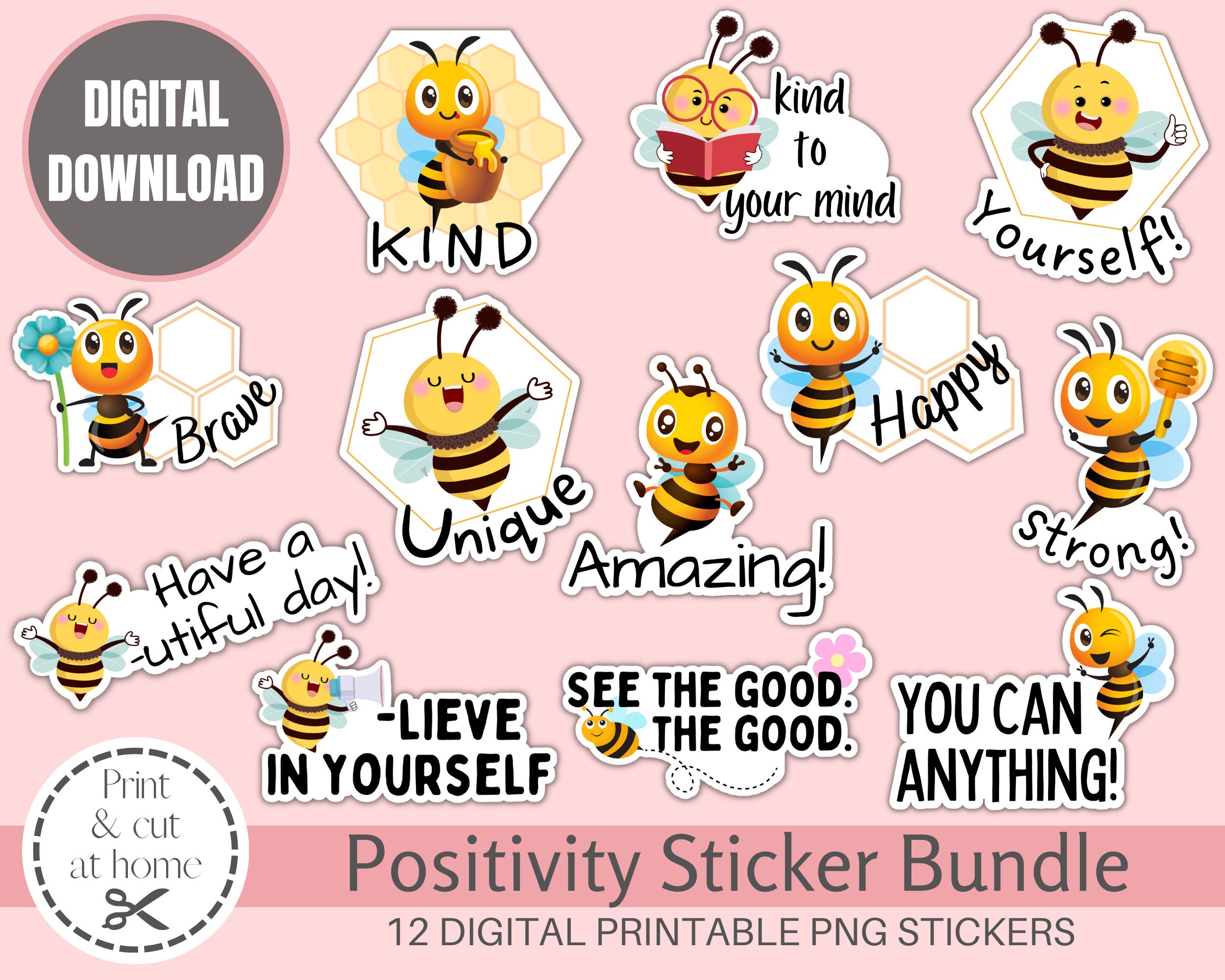 Positivity Stickers, Mental Health Printable Stickers, Cricut Stickers ...