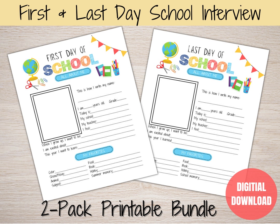 First and Last Day of School Printable, Back to School Questionnaire ...