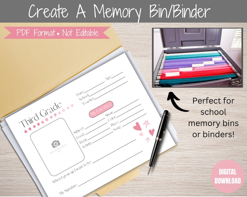 Kids School Memory Book: Printable Keepsake Journal (digital Download ...