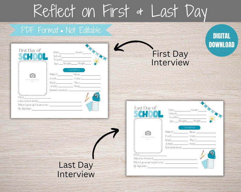 Kids School Memory Book: Printable Interview Pages (digital Download ...
