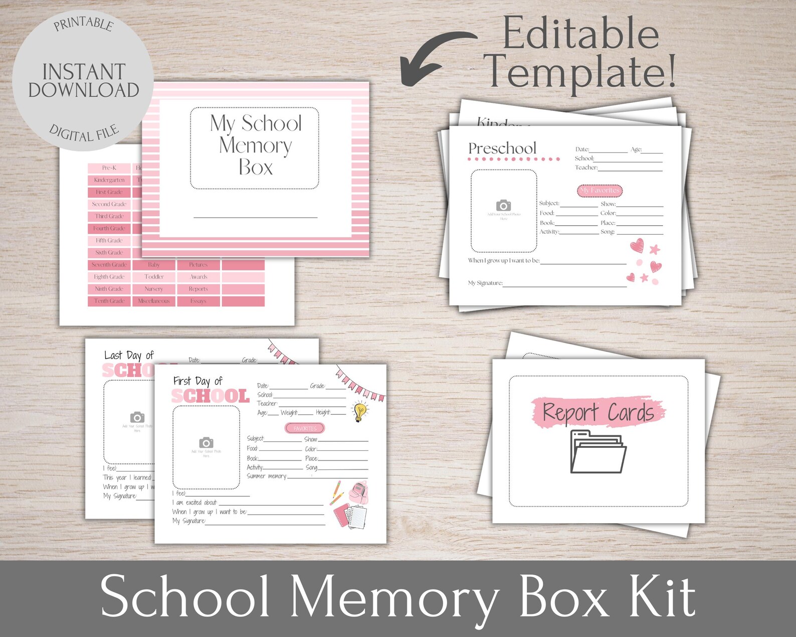 Editable School Memory Book Template: Kids Keepsake (digital Download ...