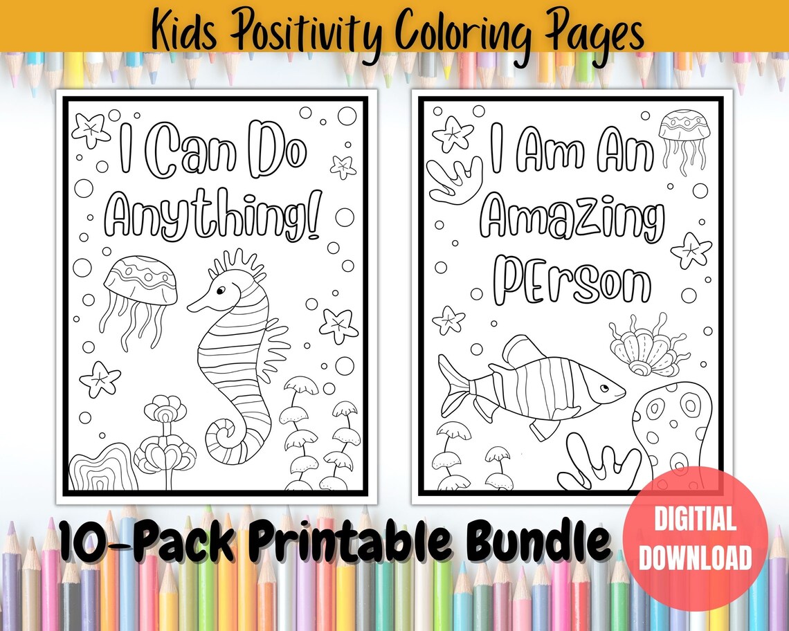Kids Positivity Coloring Pages Affirmation Coloring Positive - Etsy
