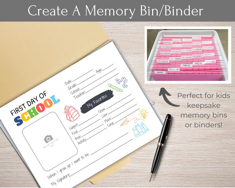 EDITABLE Kids Keepsake Template, First and Last Day of School Printable ...