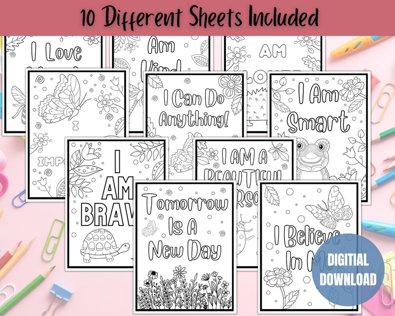 Kids Positivity Coloring Pages Affirmation Coloring Positive - Etsy