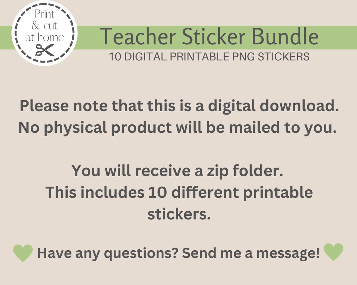 Digital Printable Teacher Stickers, Education Stickers, Teacher Print ...