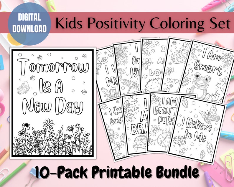 Kids Positivity Coloring Pages, Affirmation Coloring, Positive Mental ...